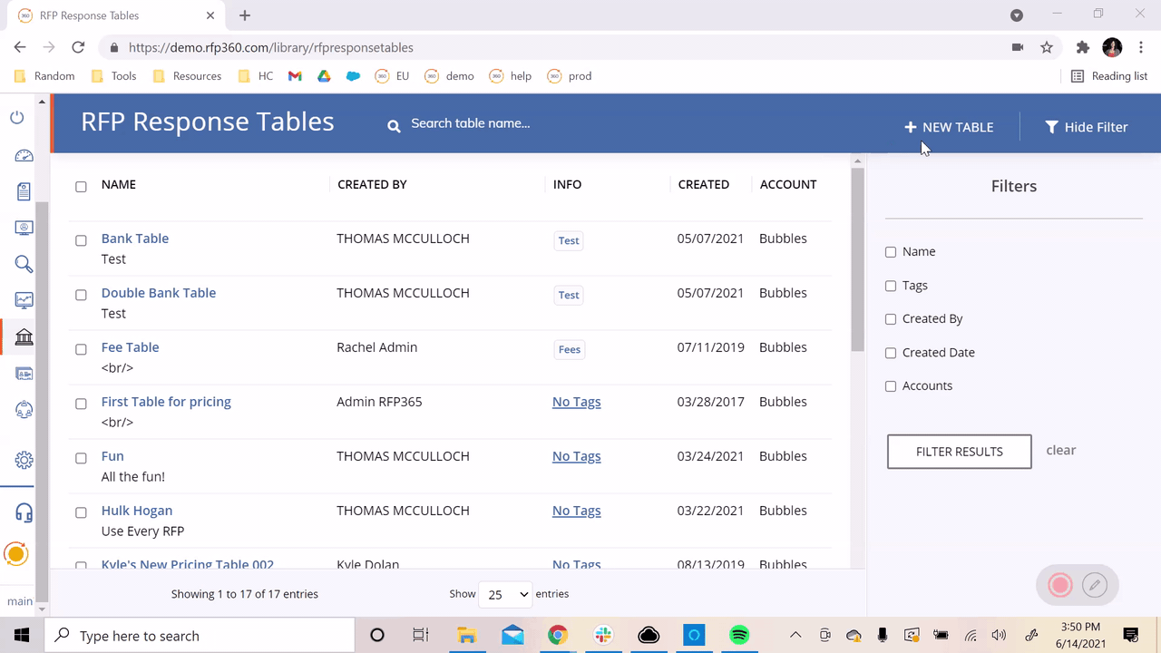How do I create a table to use in an RFP? – RFP360