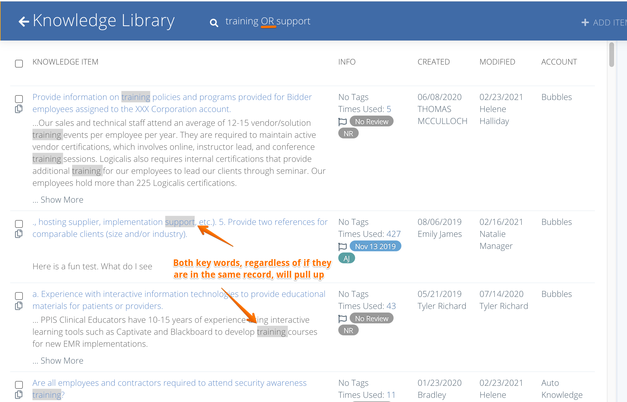 What Boolean Search Operators Are Supported In The Knowledge Library Rfp360