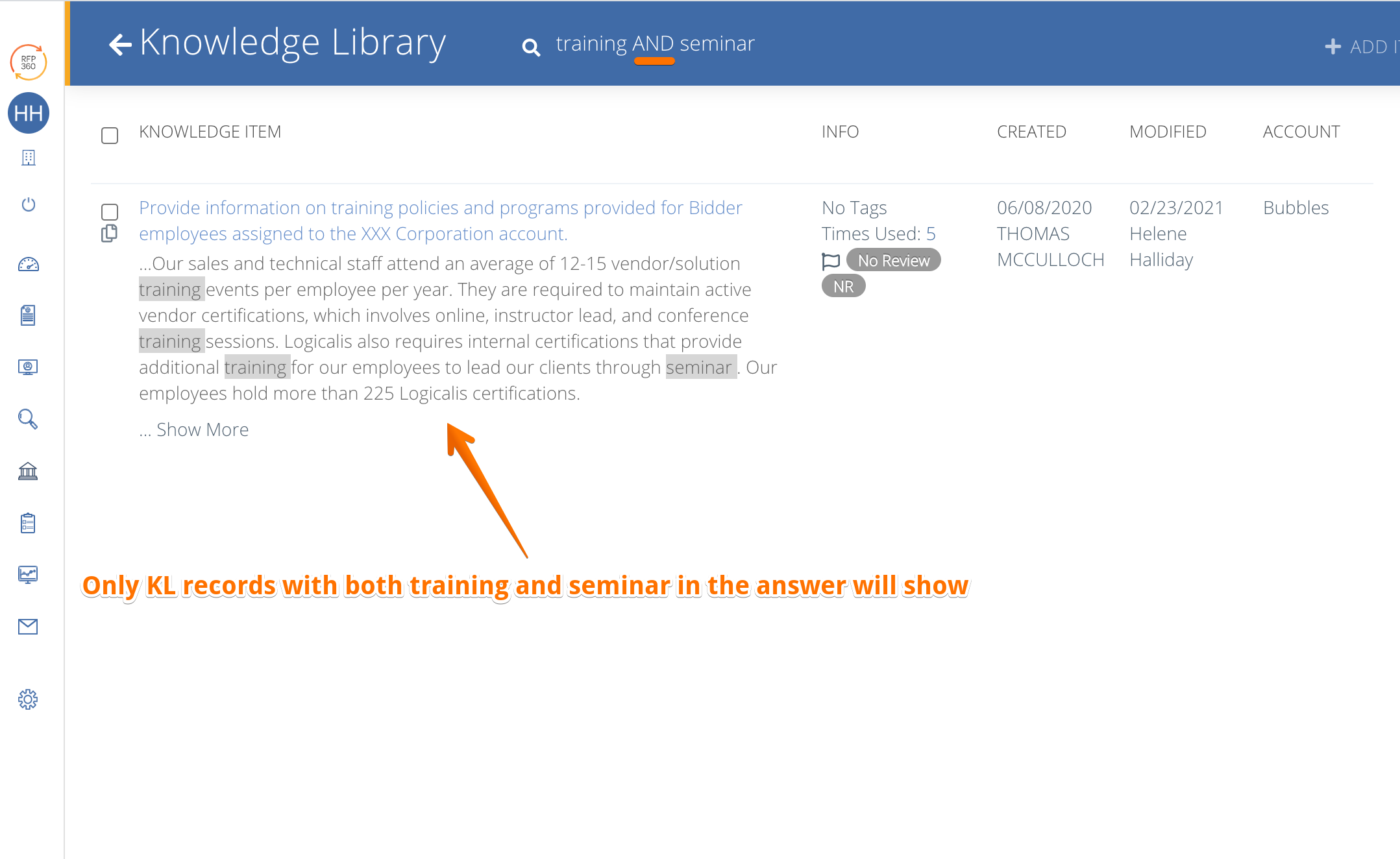 What Boolean Search Operators Are Supported In The Knowledge Library Rfp360